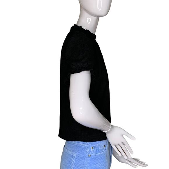 Monteau | Tops | Monteau Blouse Size Large Black Stretchy Crinkle ...